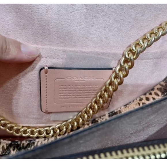 Coach | Bags | Coach Klare Crossbody Pink Brown Signature Canvas Gold ...